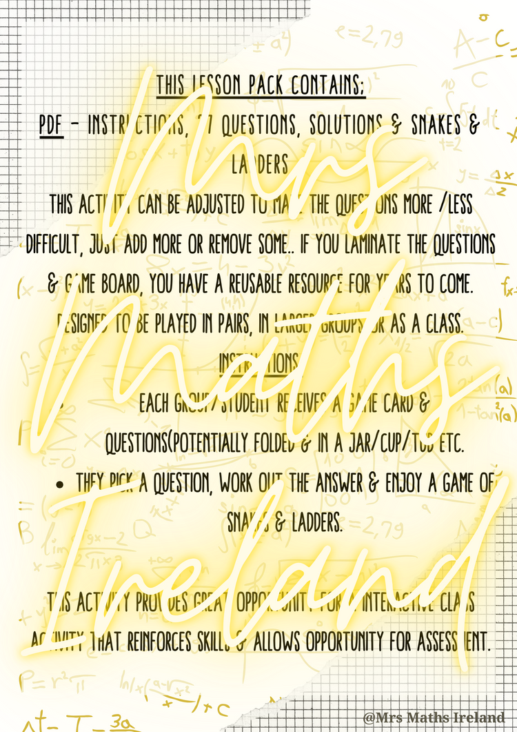 Sequences, Snakes & Ladders Teaching Activity - JCHL & LCOL- Digital D ...