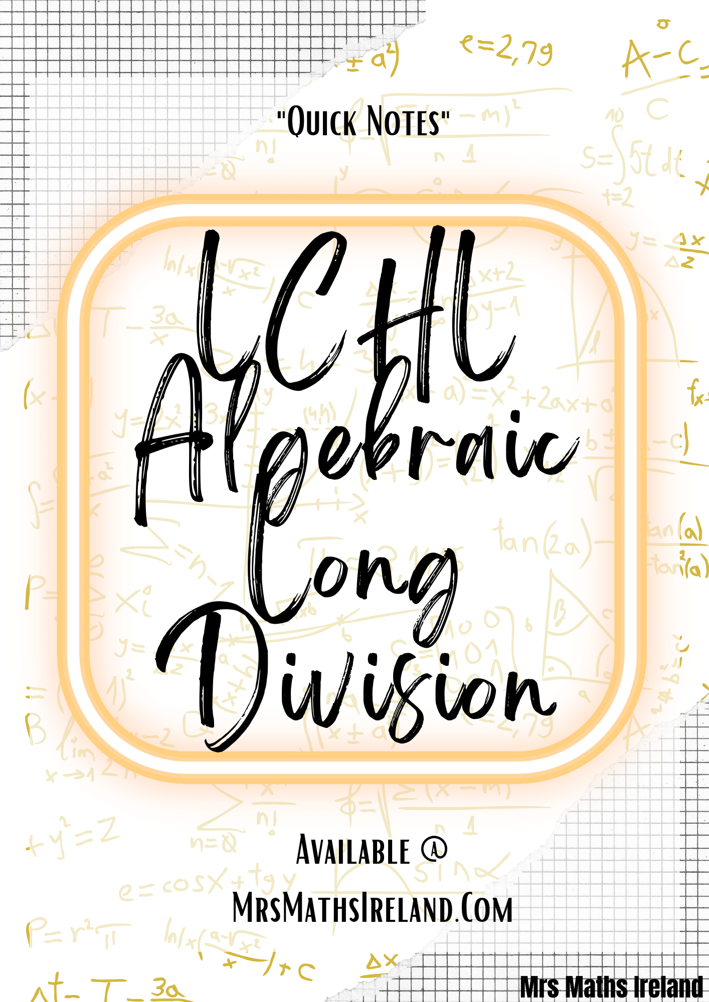 LCHL Algebraic Long Division Quick Notes - 2 Page Digital Download ...
