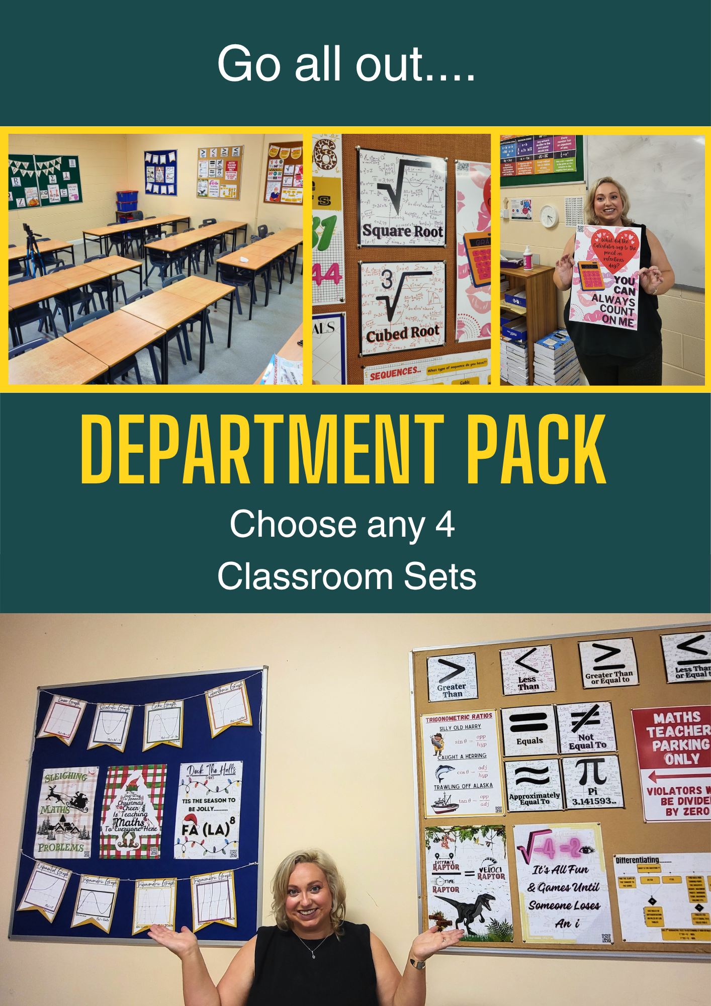 Maths Department Décor Pack for Schools | Choose 4 Classroom Sets – Mrs ...